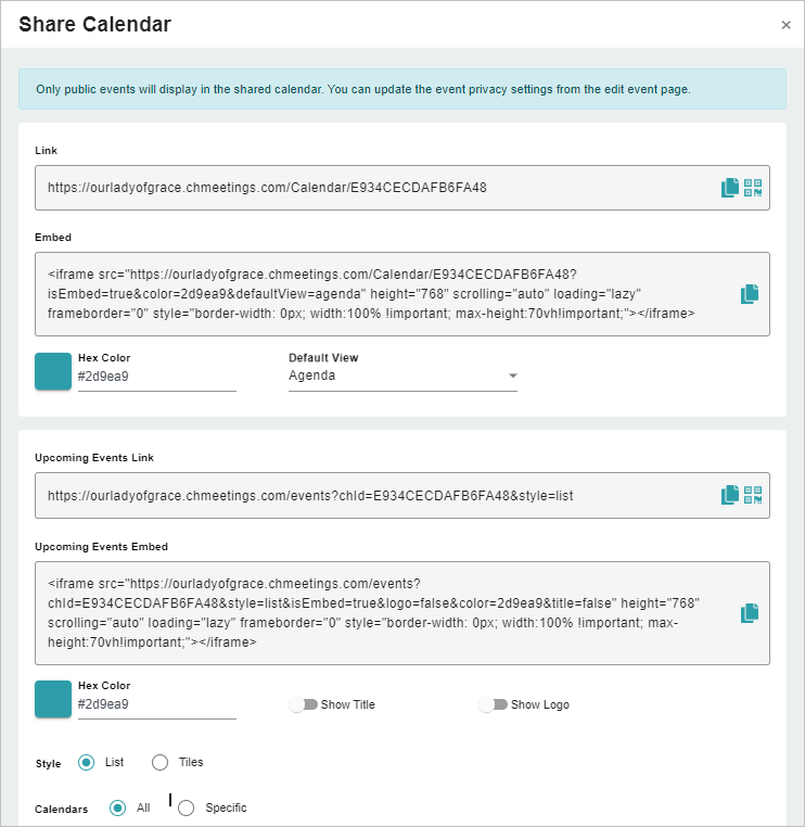 Share The Calendar – Chmeetings