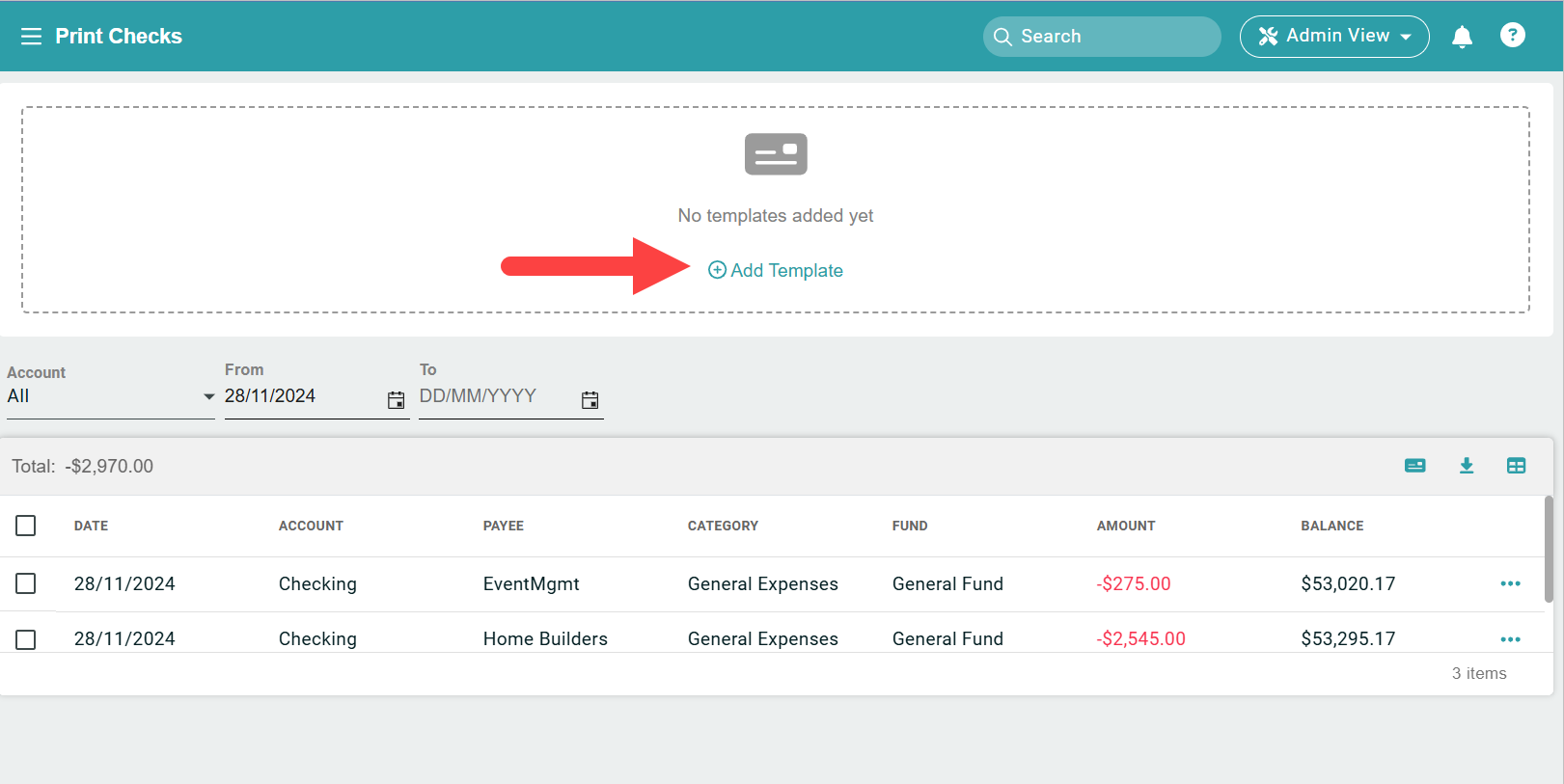 Print Checks – Chmeetings