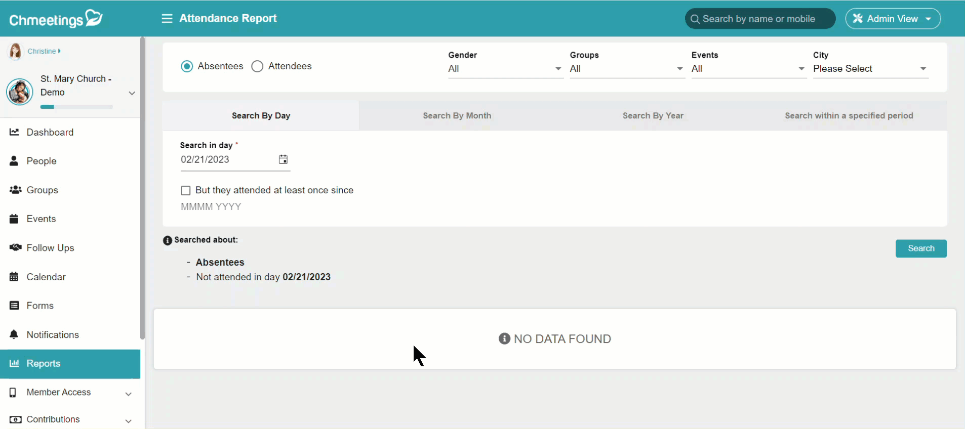 ChMeetings Reports – Chmeetings